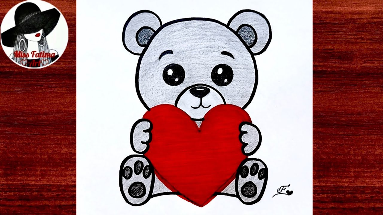 How to draw a cute teddy bear | Easy teddy bear drawing | Teddy bear ...