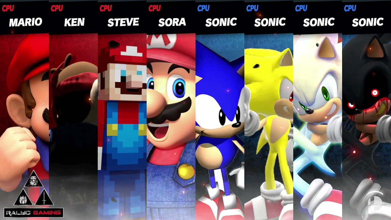 Smash Mods Ultimate: Forms of Mario Team vs Forms of Sonic Team - YouTube