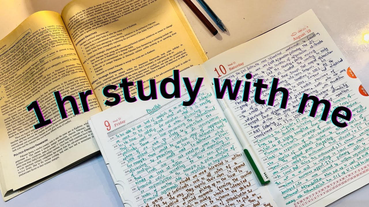 1 hour study with me |real time focus| no break| page flipping| writing ...