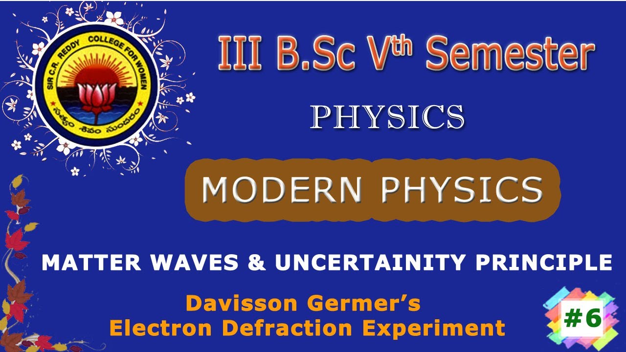6. III BSc 5th Sem - PHYSICS - MODERN PHYSICS - MATTER WAVE, DAVISSON ...