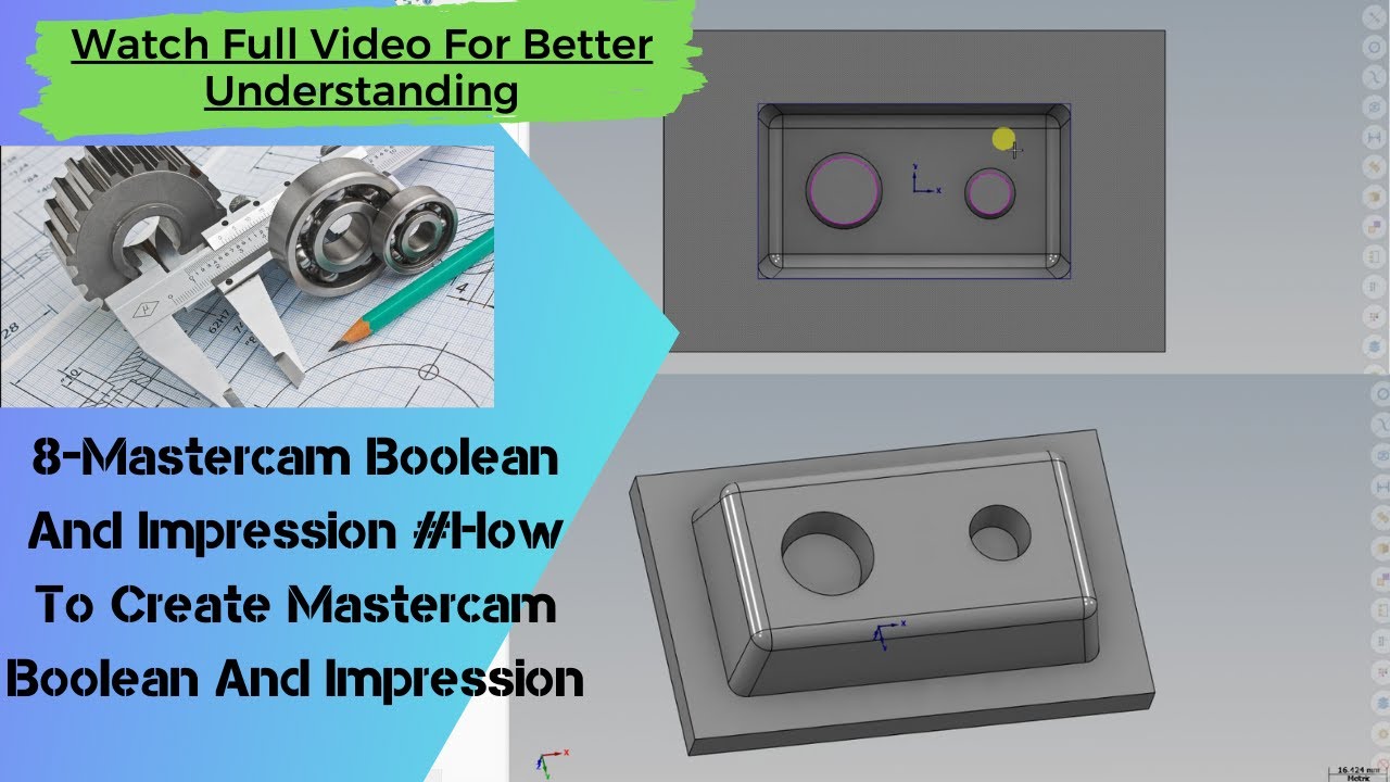 33-Mastercam Boolean And Impression #How To Create Mastercam Boolean And Impression - YouTube