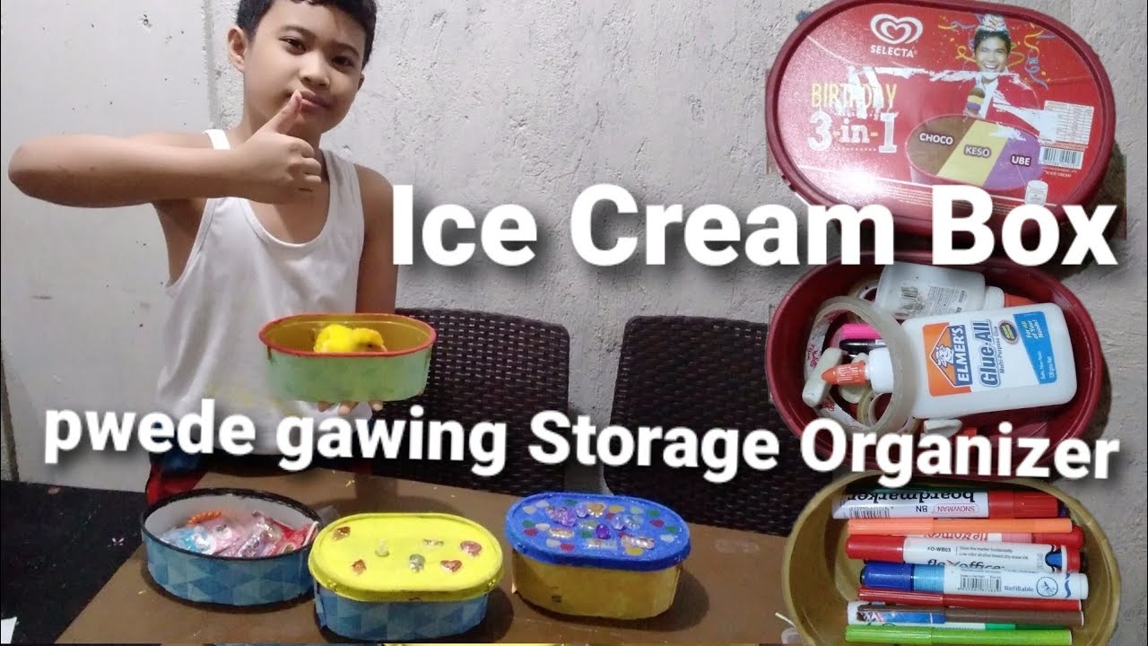 How To Make Ice Cream Box Storage Organizer/DIY Storage Box Organizer ...