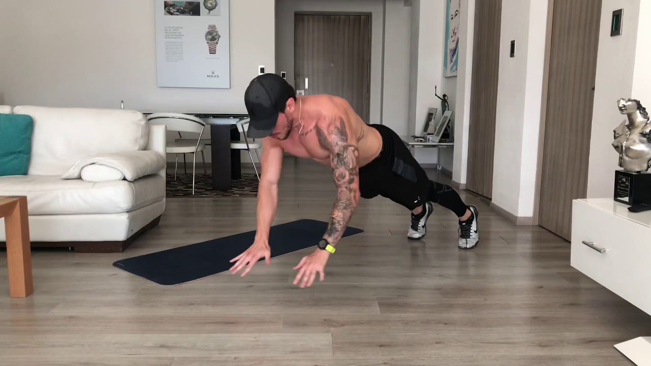 Alternating staggered hand plyo push ups - YouTube