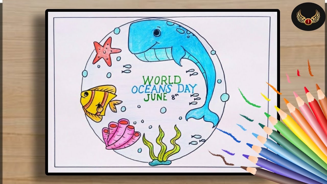 World Ocean Day Drawing | How To Draw World Ocean Day Poster | Save ...