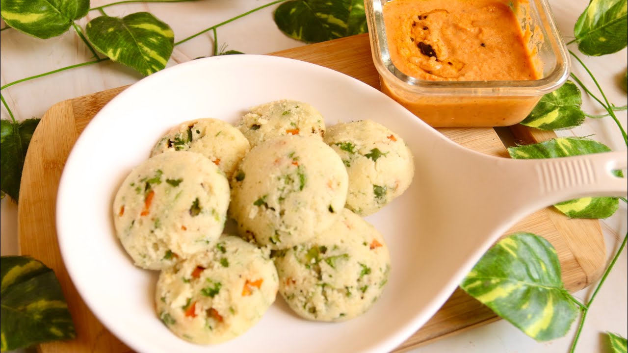 How to make Vegetable Rava Idli in Oven | Idli recipe | Kara Chutney ...