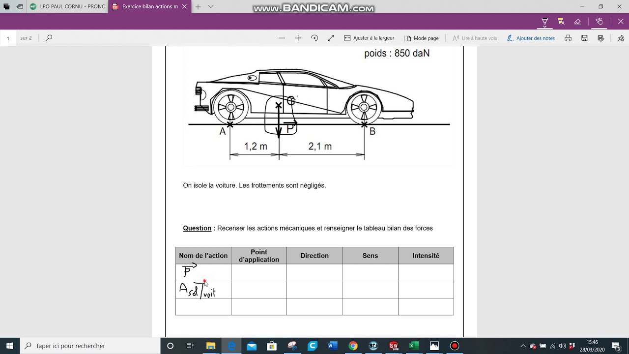 Elements de correction Bilan des forces - YouTube