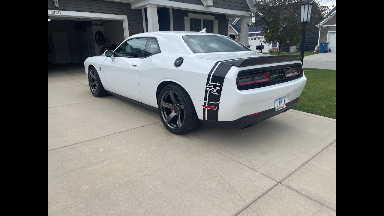 Challenger Hellcat racing with Subaru STI at Autobahn Joliet - YouTube