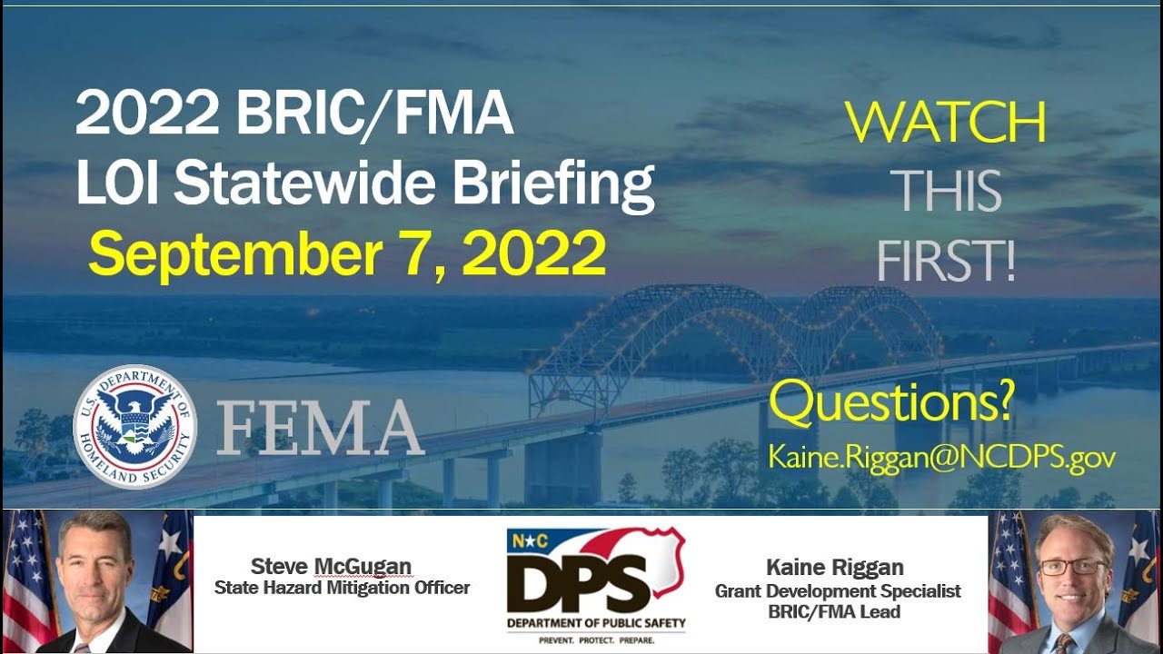 NCDPS BRIC/FMA 2022 LOI Process Webinar - YouTube