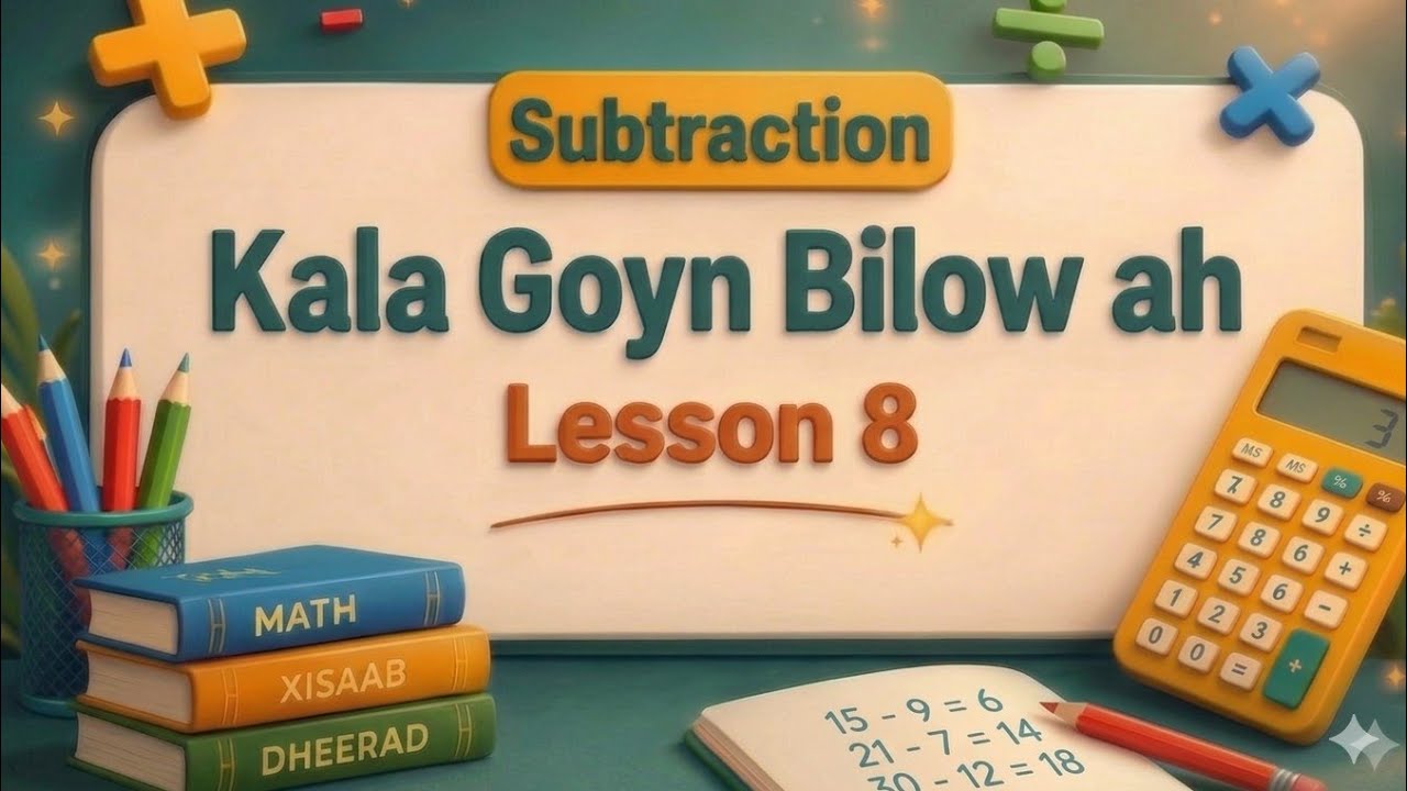 Xisaab bilow ah casarka 8 Subtracting decimals - YouTube