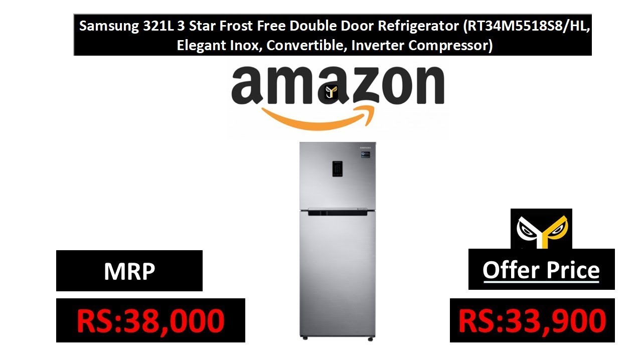 Samsung 321L 3 Star Frost Free Double Door Refrigerator (RT34M5518S8/HL ...