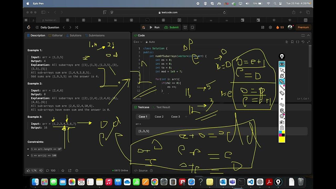LEETCODE POTD | 25.02.25 | 1524. Number of Sub-arrays With Odd Sum ...