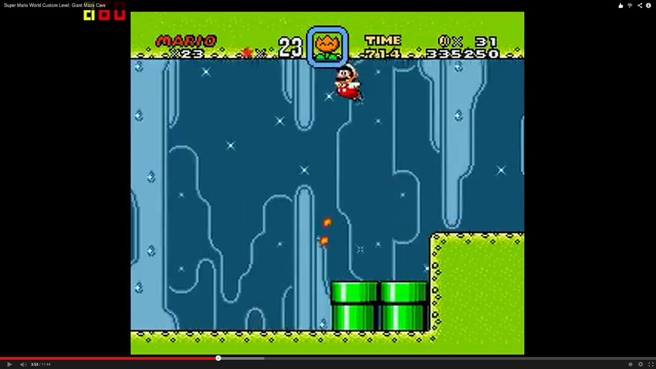 Super Mario World Custom Level: Giant Maze Cave - YouTube