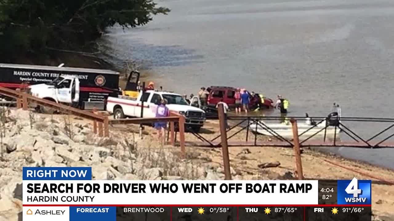 Search for driver who went off boat ramp - YouTube