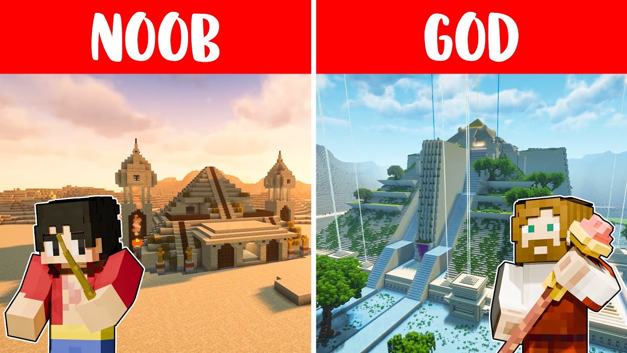 NOOB vs PRO vs HACKER vs GOD in Minecraft: SAND PYRAMID HOUSE BASE ...