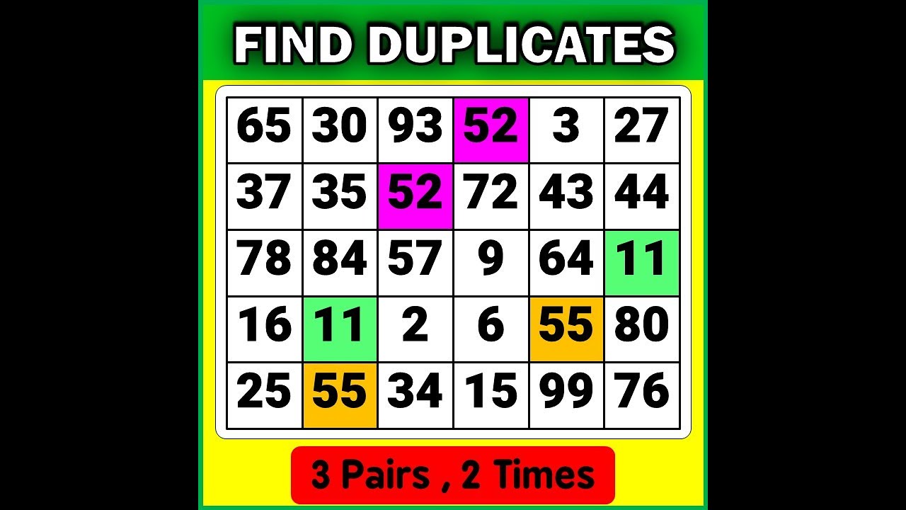 Find Duplicate Numbers | Number Search | Spot same number | Dementia ...