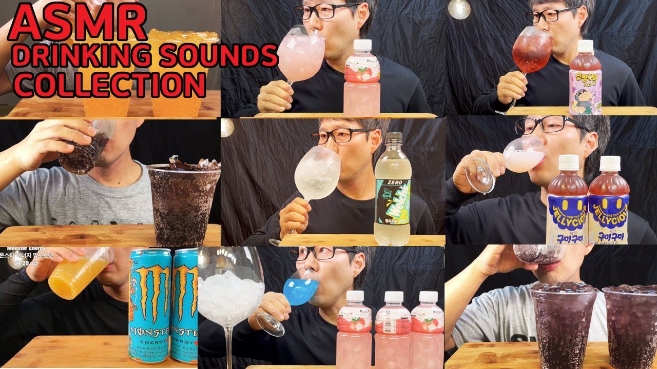 [ASMR]DRINKING SOUNDS COLLECTION (NO TALKING) 음료수 먹방 모음 얼음잔 시원한 영상 REAL ...