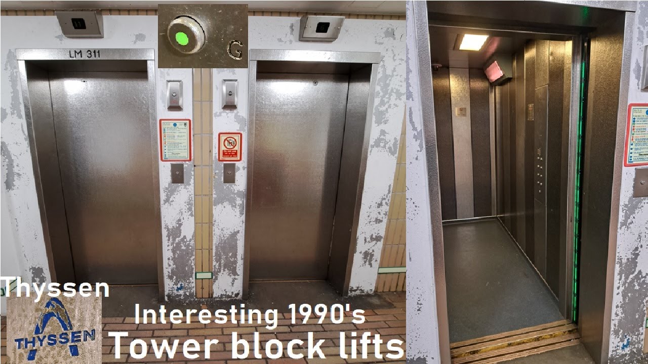 Interesting Thyssen tower block lifts with anti vandal fixtures - YouTube
