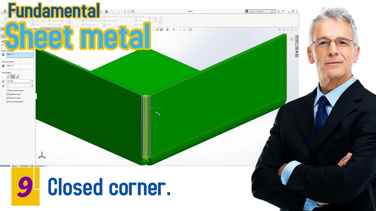SolidWorks Sheet Metal : Closed corner. - YouTube