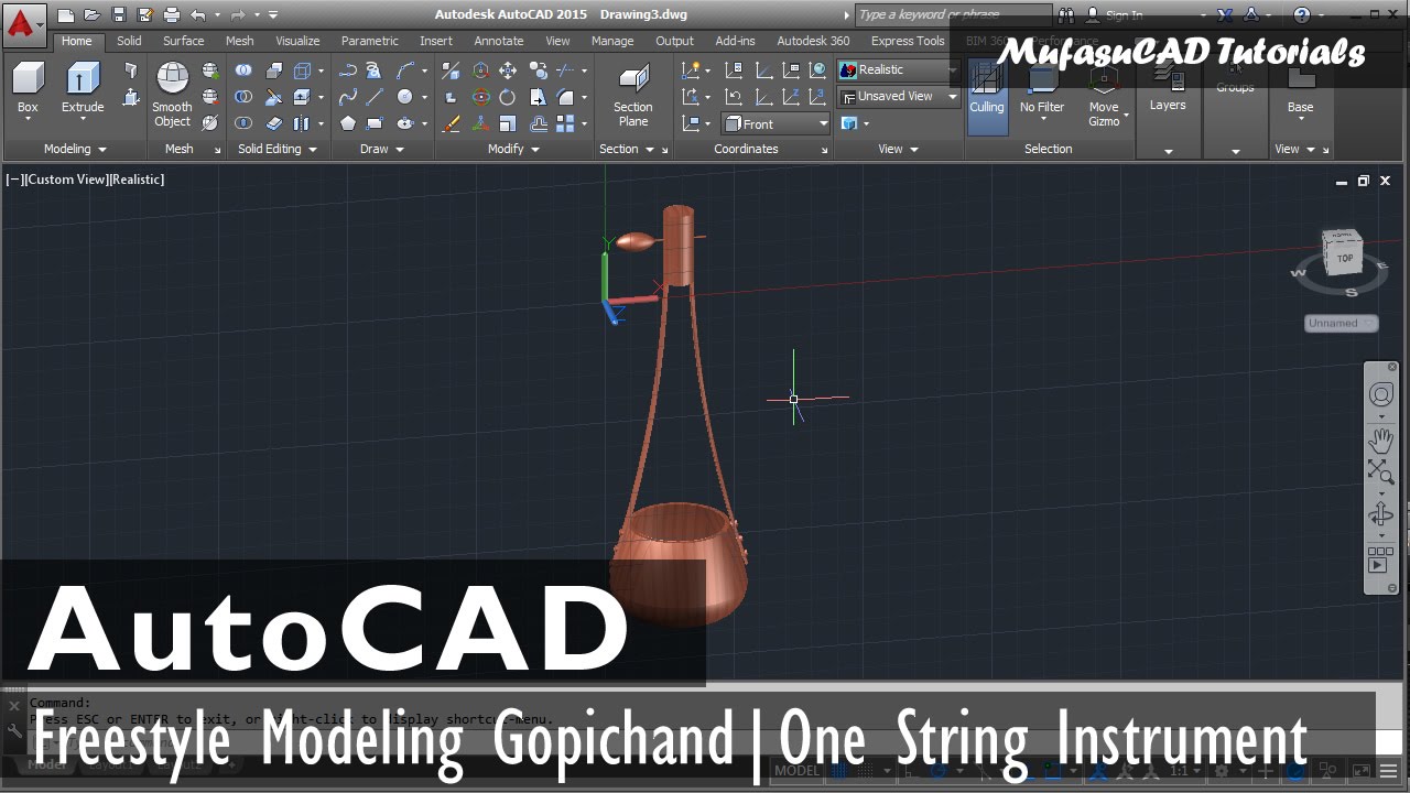 AutoCAD 3D Modeling Gopichand | One String Instrument - YouTube