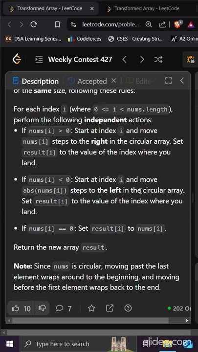 Q1 Transformed Array Leetcode Weekly 427 Editorial Contest