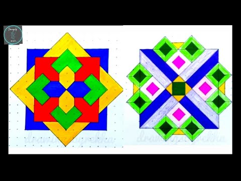 Symmetric Rangoli in Square || 3D Geometric Art || Geometric patterns ...