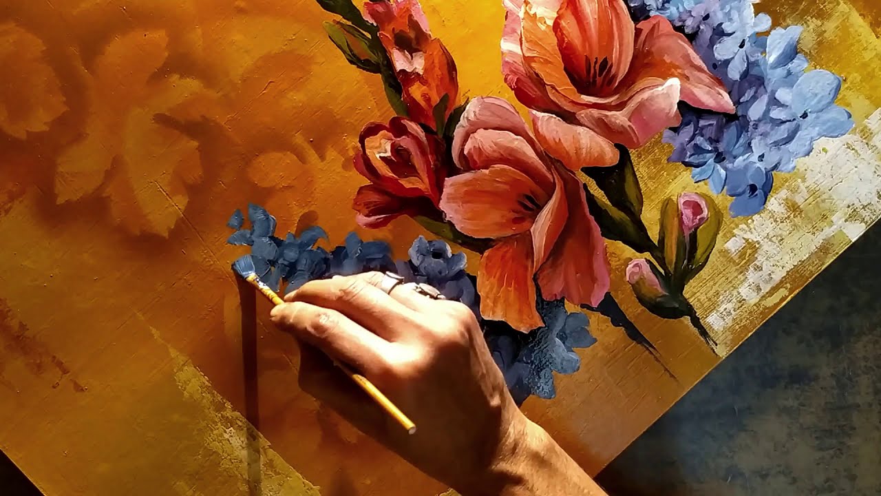 Semi Abstract Spray Painting Of Flowers By Artist Santosh Raut ...