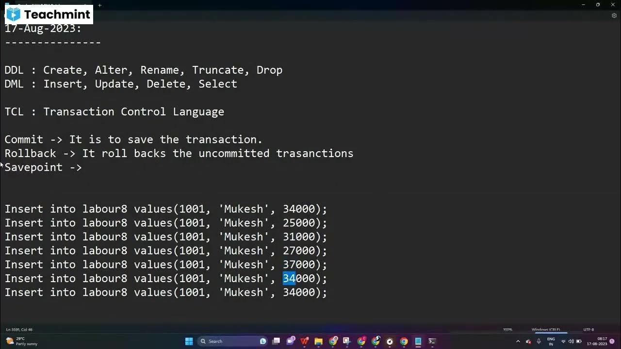 Oracle DCL,TCL and Set Operators in SQL - YouTube