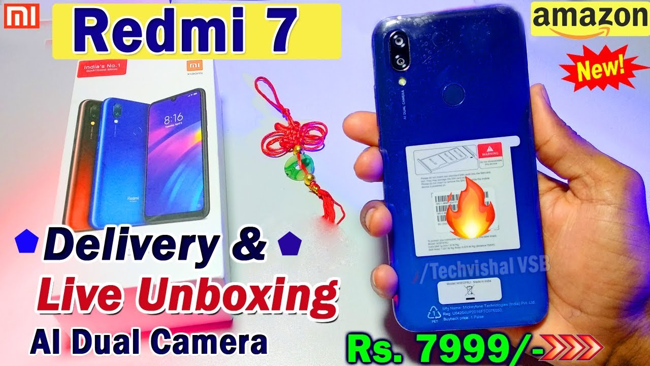 Redmi 7 Amazon Unboxing & Overview (Comet Blue) AI Dual Camera | Only ...