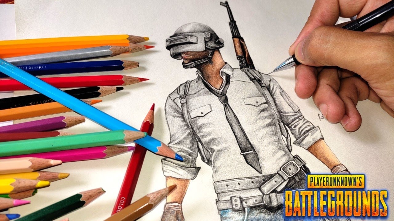 Pubg 🧟 drawing easy | How to draw pubg character |Pubg Mobile - YouTube