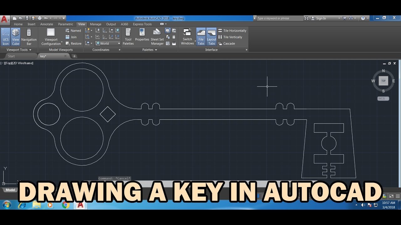 How to draw a Key in AutoCAD: Good and easy drawing practice exercise ...