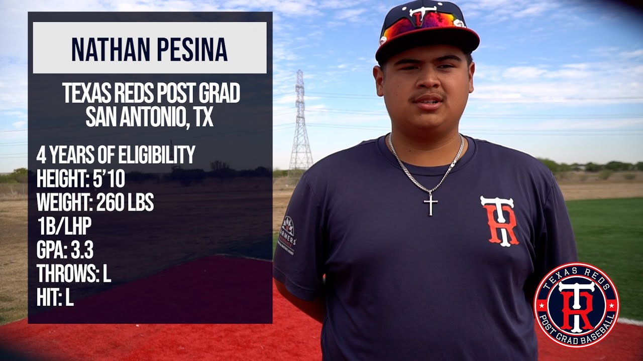 Nathan Pesina - 1B/LHP - Texas Reds Post Grad - YouTube