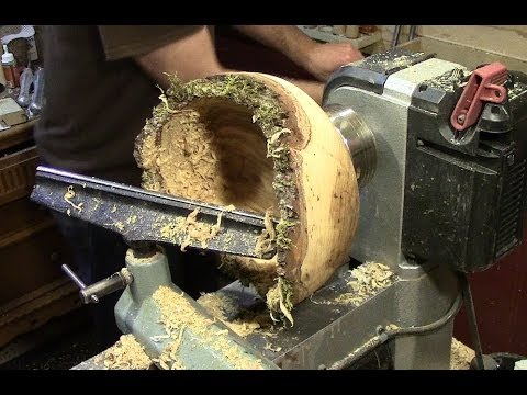 Woodturning - Log Into A Bowl - YouTube