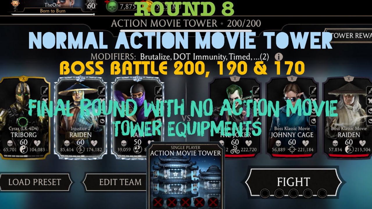 Round 8| Normal Action Movie Tower Boss Battles 200, 190 & 170+Rewards ...