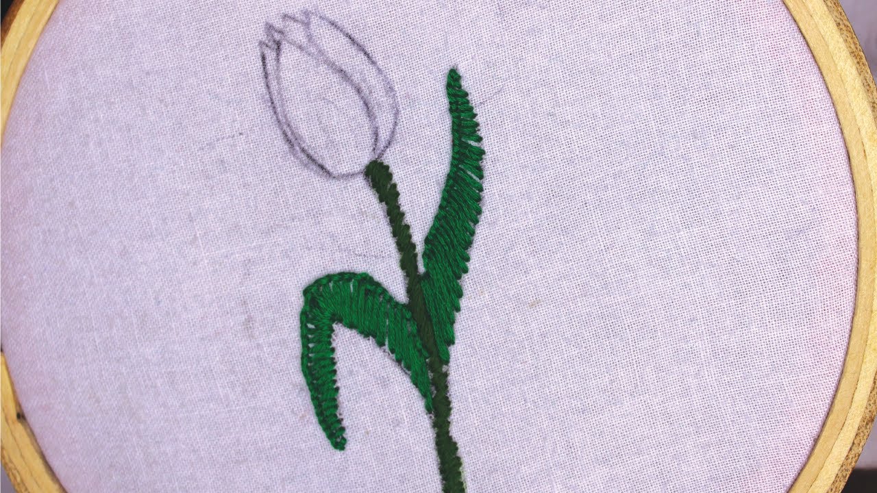 Hand Embroidery Tutorial | Tulip Flower hand embroidery | hand ...