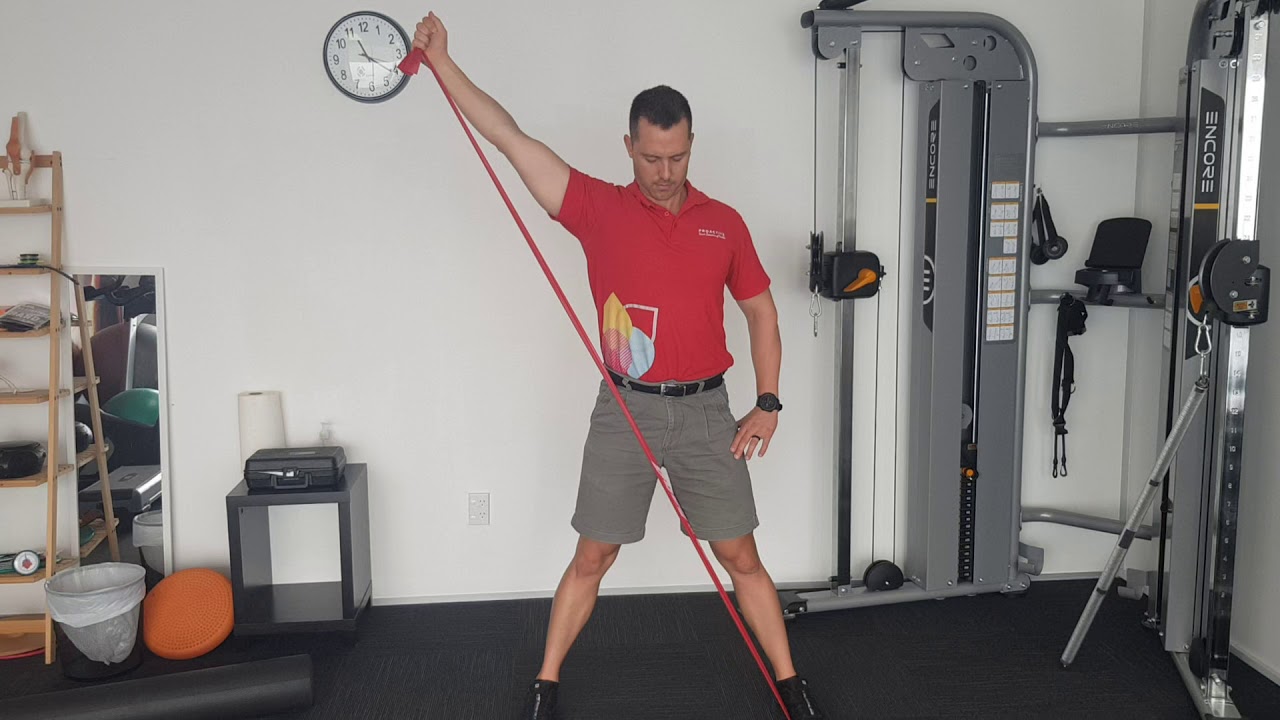 Standing - TheraBand - Shoulder Diagonal Pull - YouTube