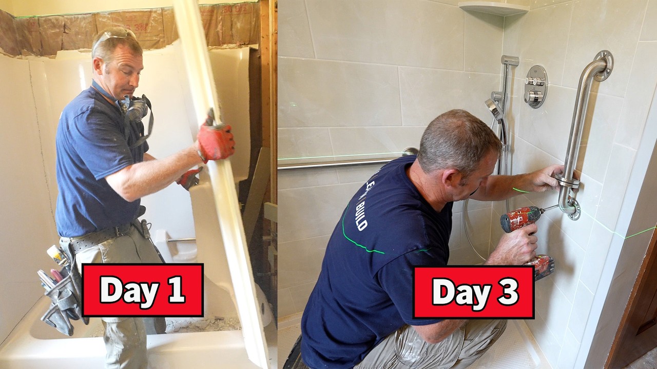WOW! One Man Tub to Tile Shower Remodel in 3 Days! Start to Finish ...