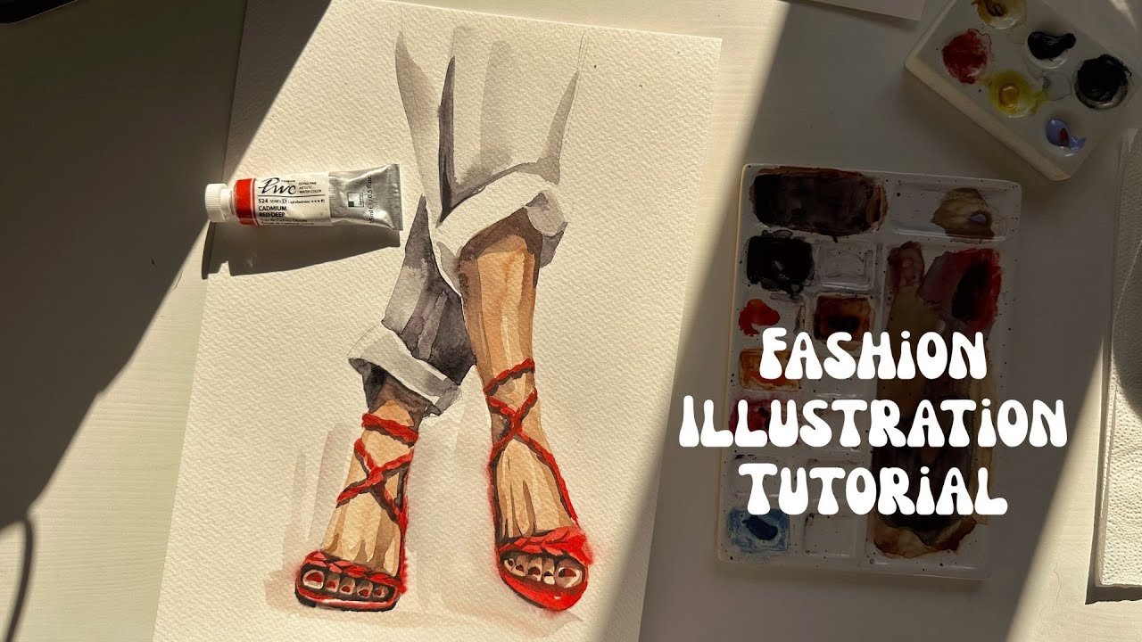 Fashion Illustration - Red Shoes Watercolor Painting Tutorial - YouTube