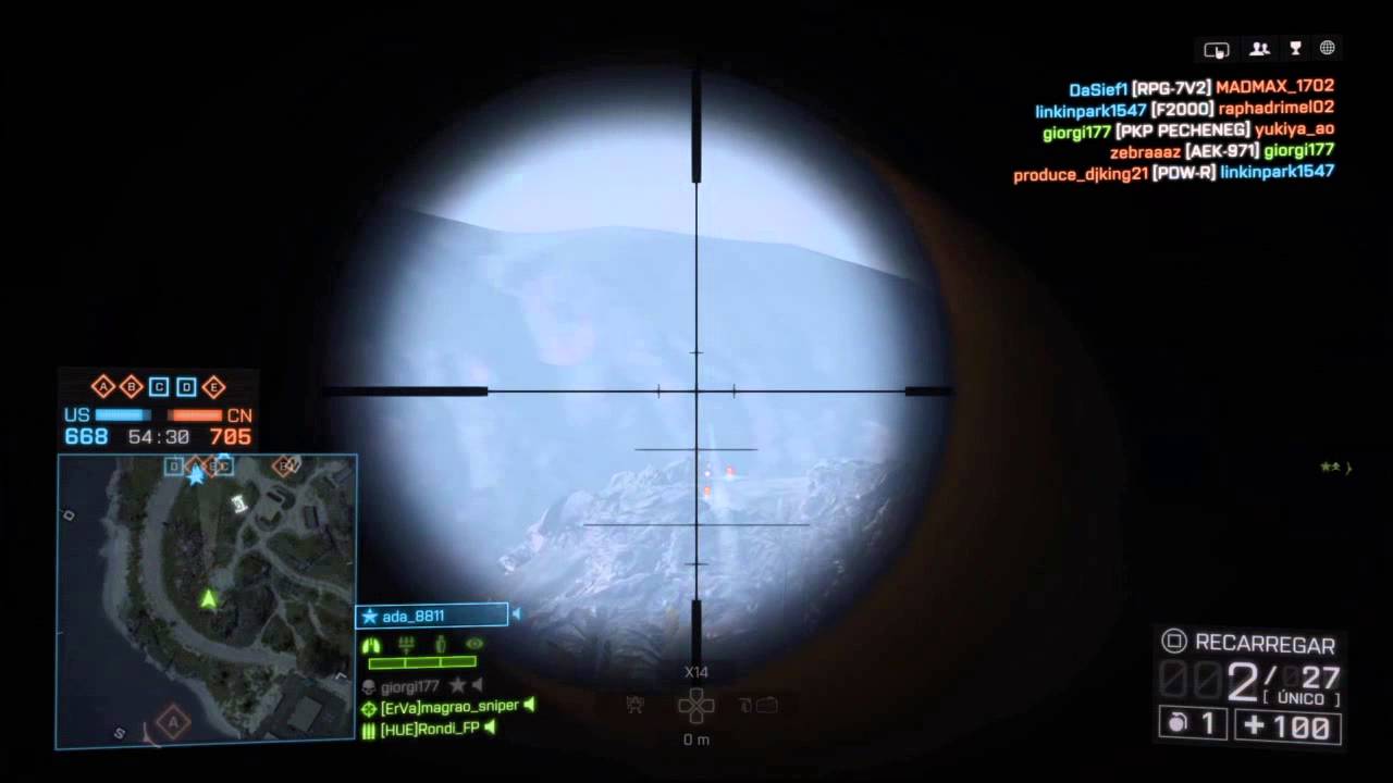BF4-Sniper Montagem CS-LR4 Scope 6x zoom 14x - YouTube