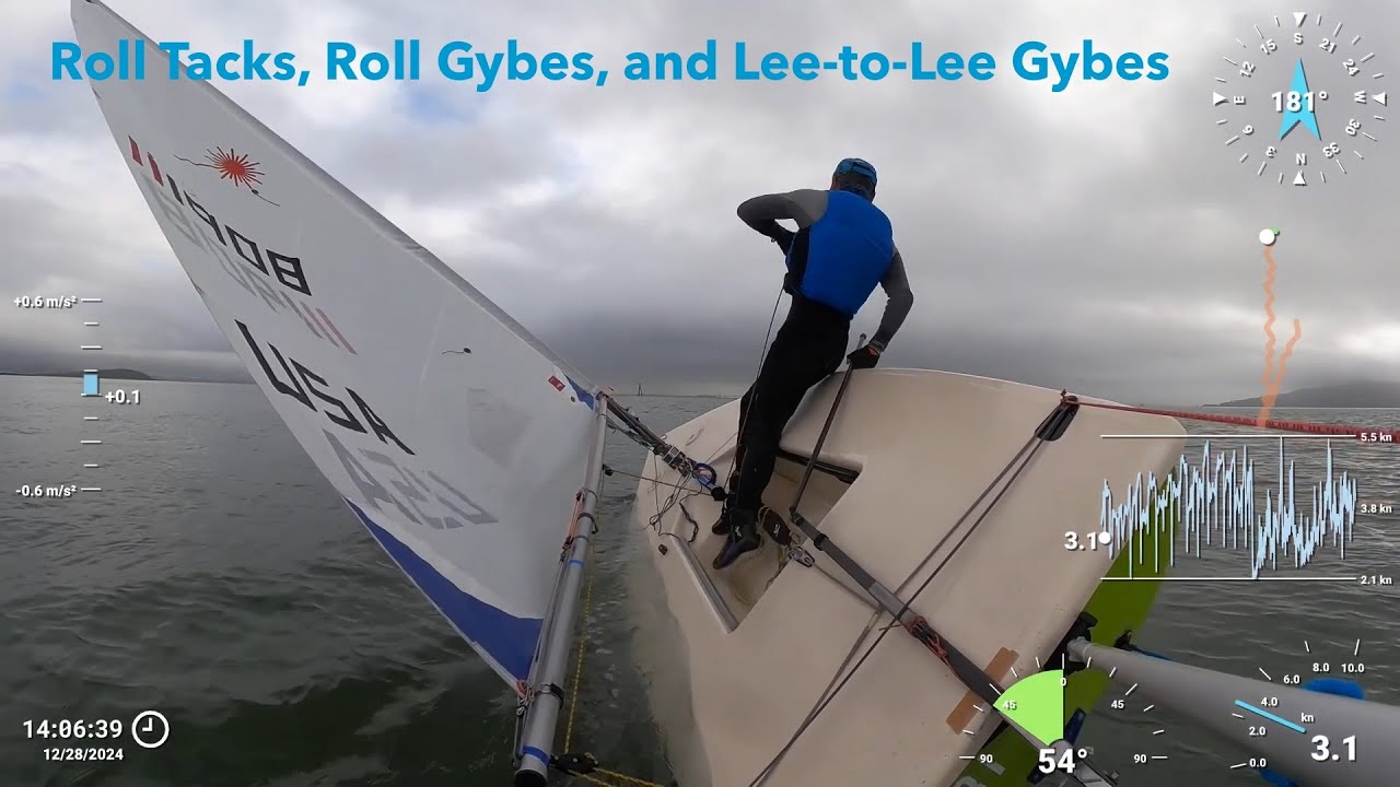 ILCA/Laser Year-End Light Wind Practice: Roll Tacks, Gybes & Lee-to-Lee Gybes - YouTube