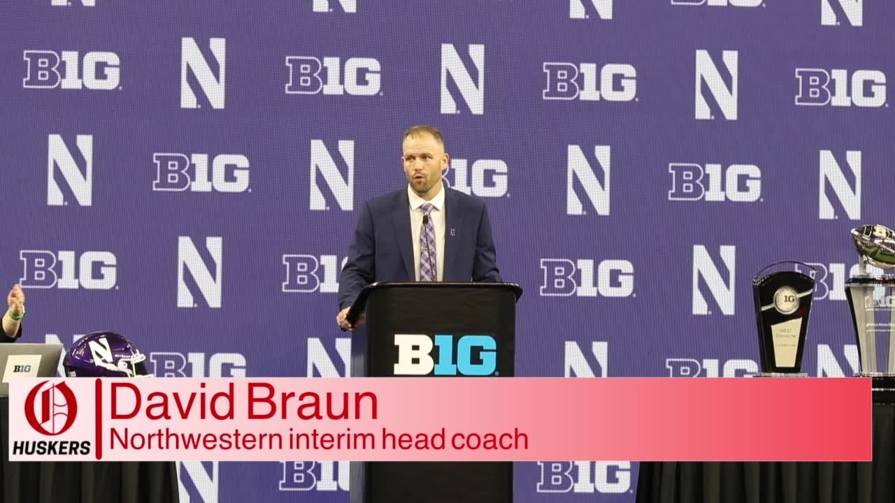Northwestern interim head coach David Braun answers question during Big ...