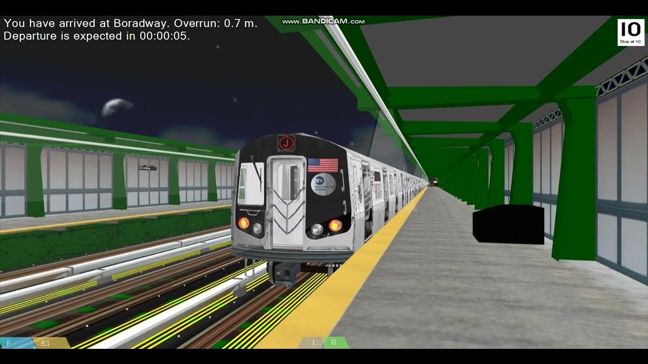 OpenBVE R179A Alstom J train arriving & departing at Broadway - YouTube