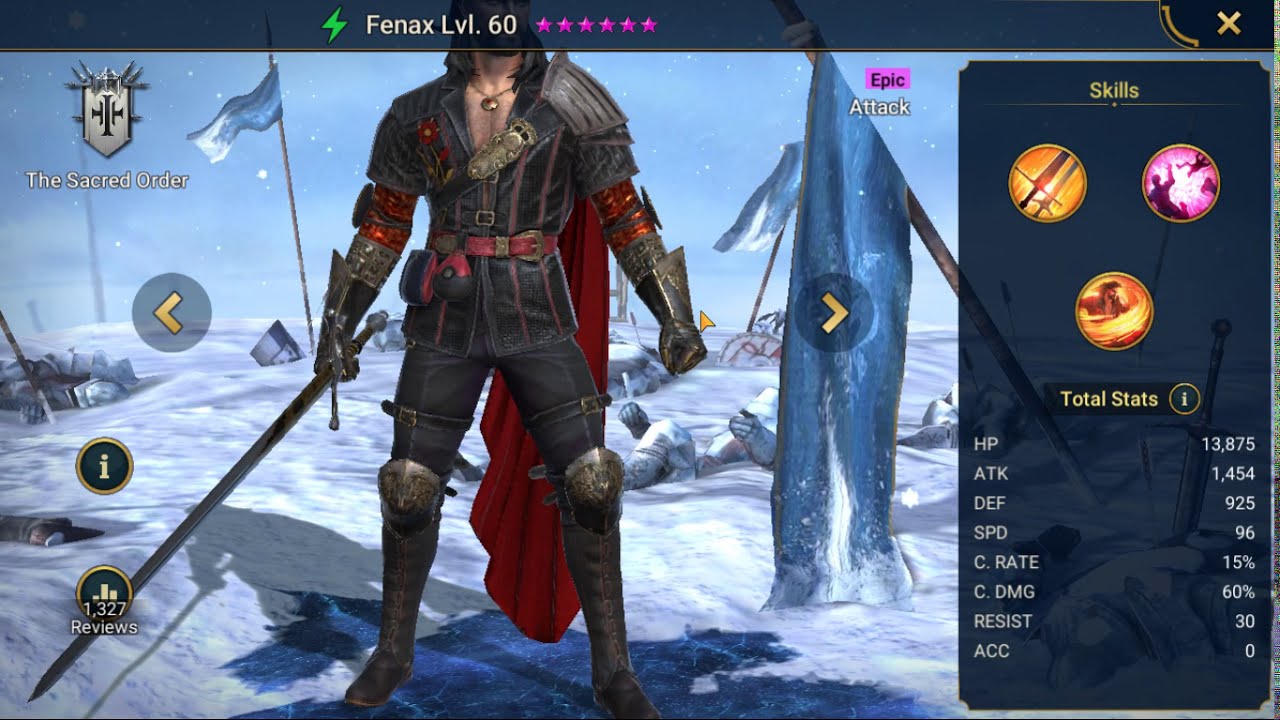 Raid Shadow Legends Hero Showcase Fenax lv 60 - YouTube