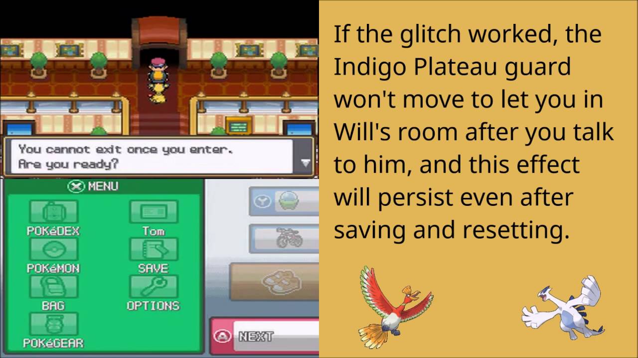Indigo Plateau guard glitch (Pokémon HeartGold/SoulSilver) - YouTube