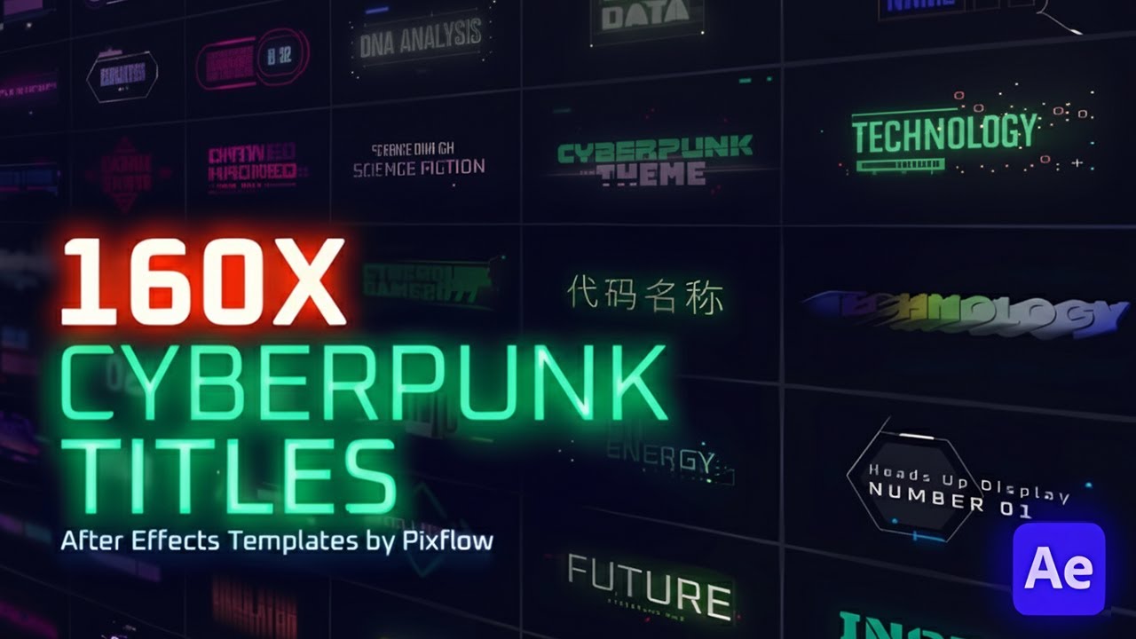 160 Cyberpunk Title Graphics Animation - After Effects Template - YouTube