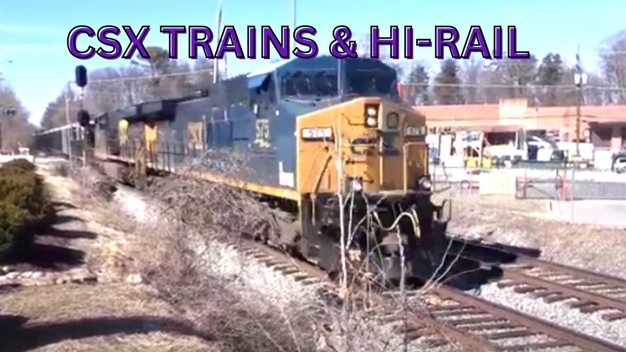 CSX Autoracks, Hi-Rail Truck, Loaded Rock Train - YouTube