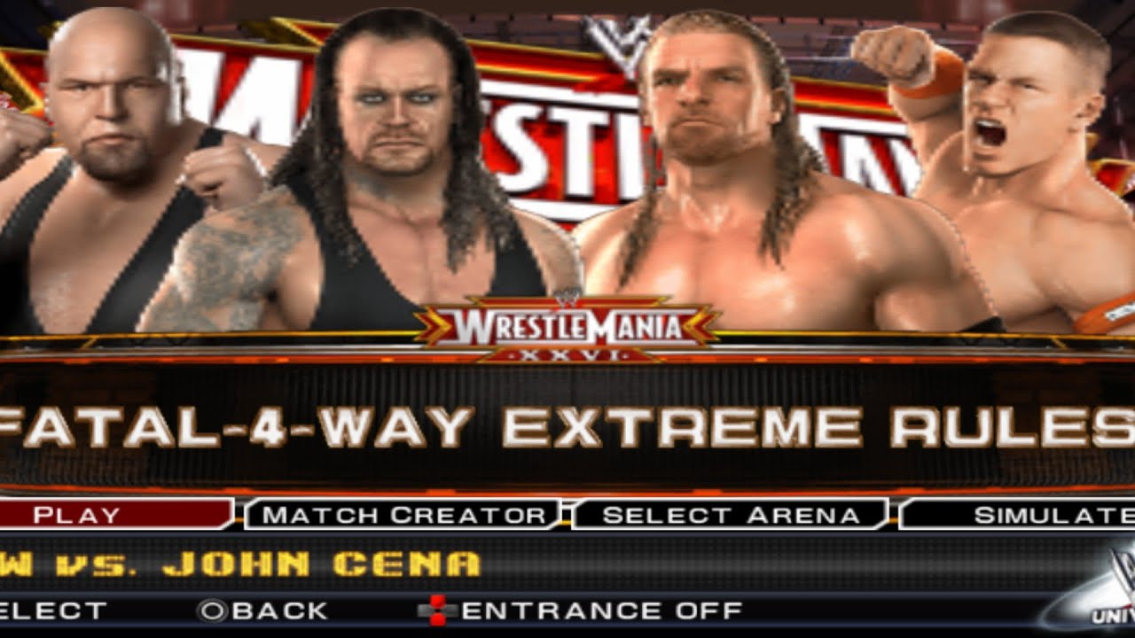 Fatal 4 way match in smackdown vs raw 2011 in psp emulater - YouTube
