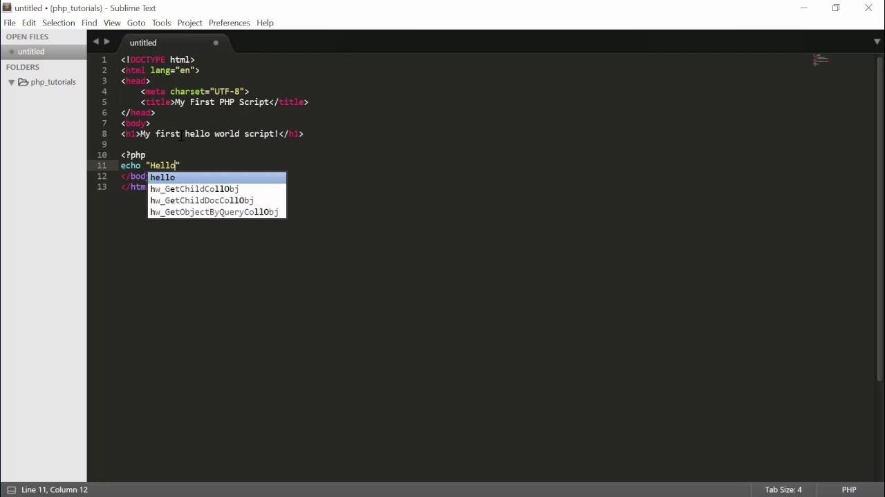 PHP Tutorial - Hello World Program - YouTube