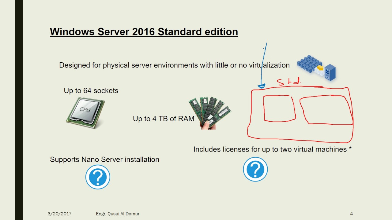 01 winows server 2016 editions Arabic - YouTube