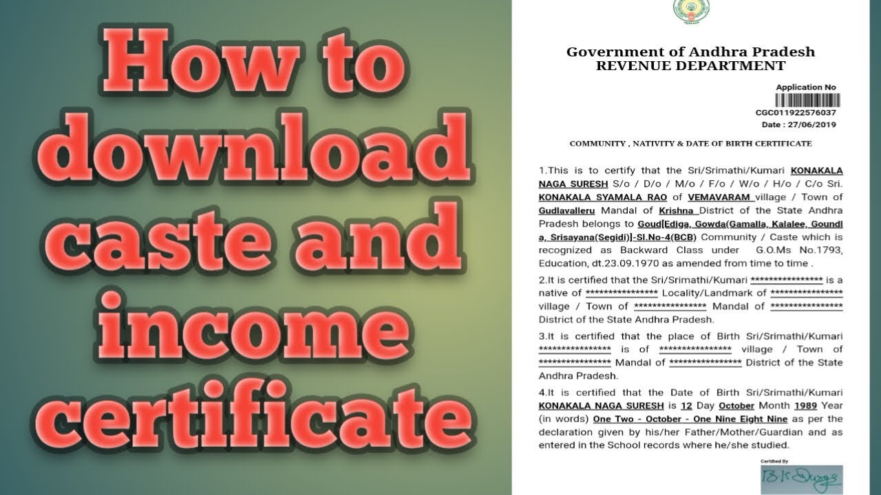 How To Get Cast and income Certificate - YouTube