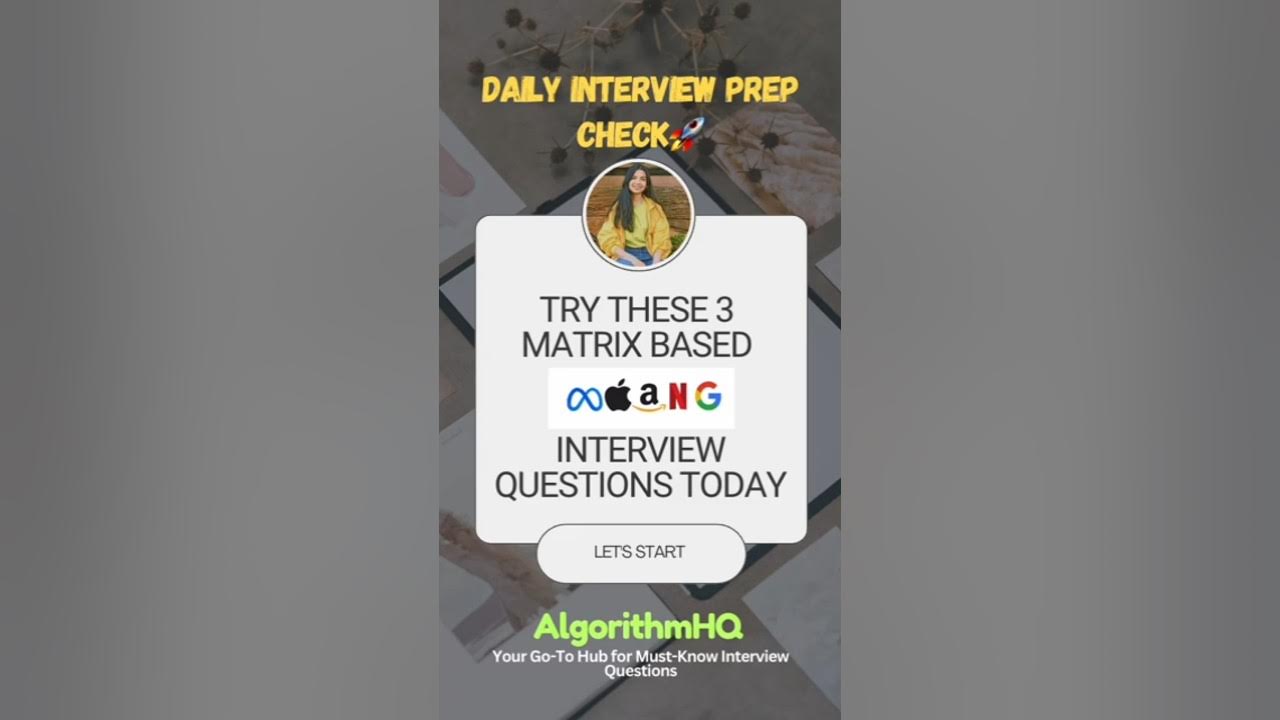 Daily Interview Prep Series Segment - 8 | Matrix | Maang #daily #leetcode #interview #maang ...